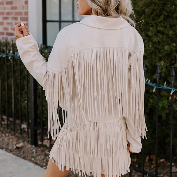 Jackets & Coats | Tassel Fringe Women Blazer Boho Festival Cut Outs ...